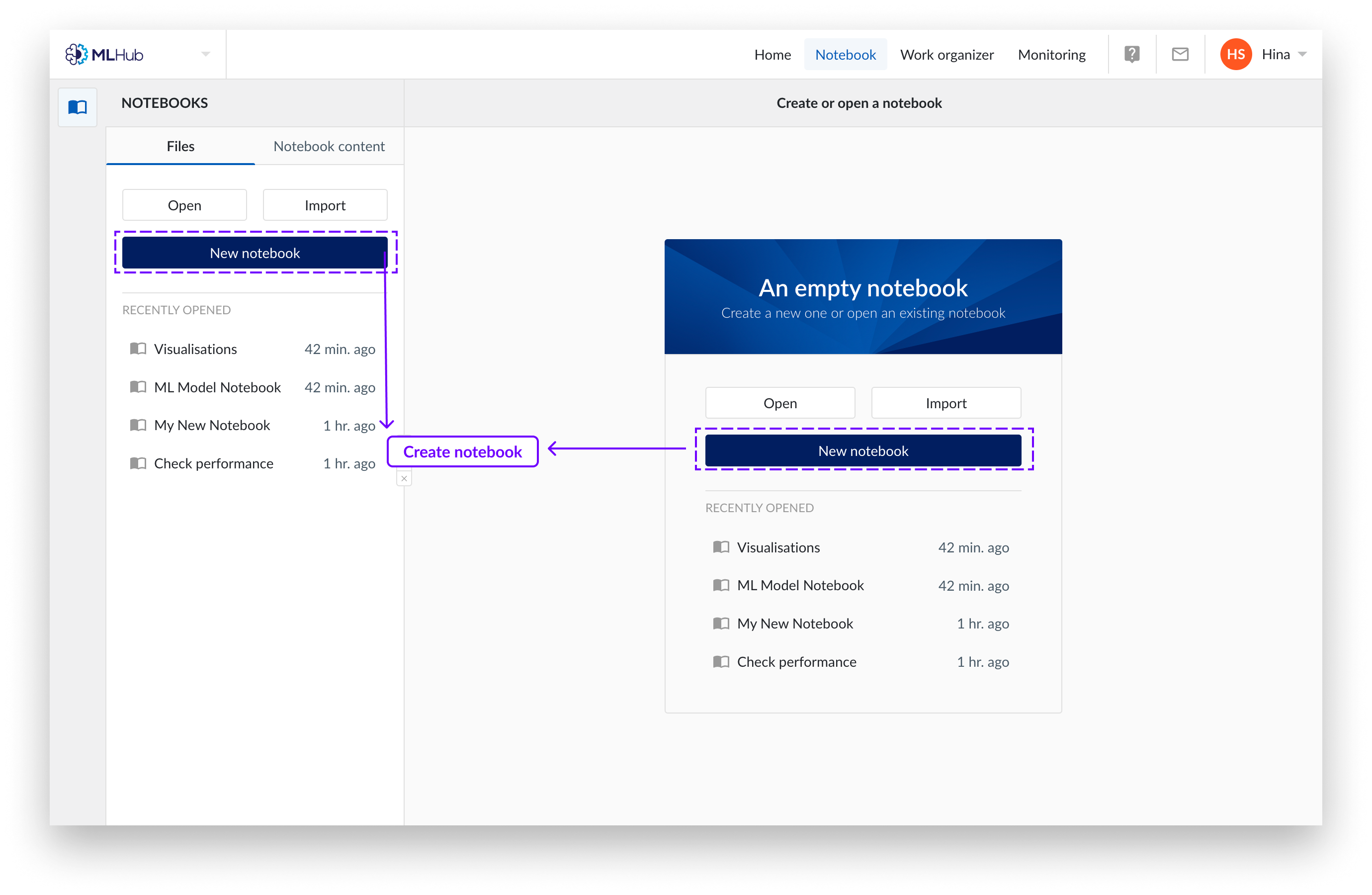 Machine Learning Hub and Notebooks
